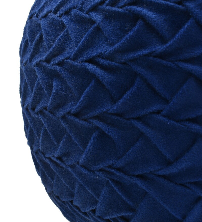 Buy Nicole Fabric Pouffe in Navy Blue Colour by Riance Creations Online ...