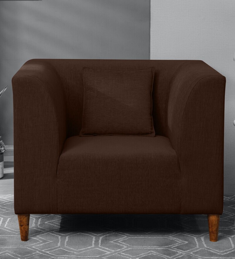 Buy Armando Fabric 1 Seater Sofa In Brown Colour By Casacraft Online ...