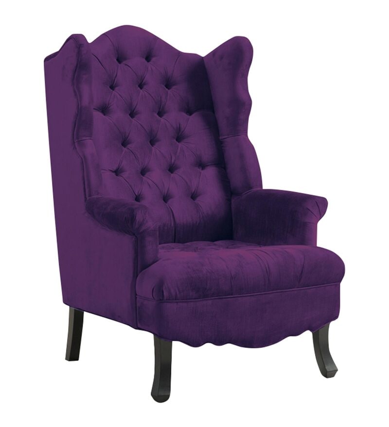 Buy Arnova Fabric Wing Chair in Purple Colour Online - Wing Chairs ...