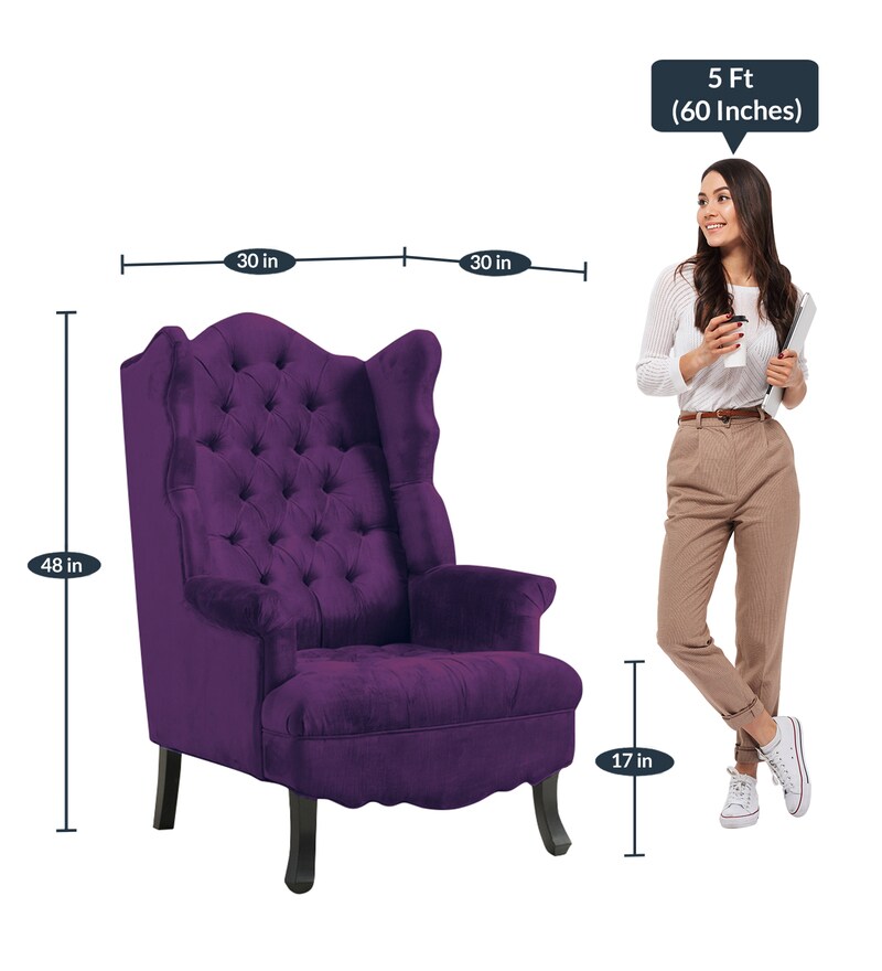 Buy Arnova Fabric Wing Chair in Purple Colour Online - Wing Chairs ...