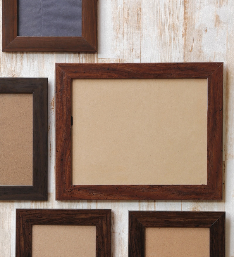 Buy Brown Synthetic Wood wall photo frame set of 5 By Art Street Online ...