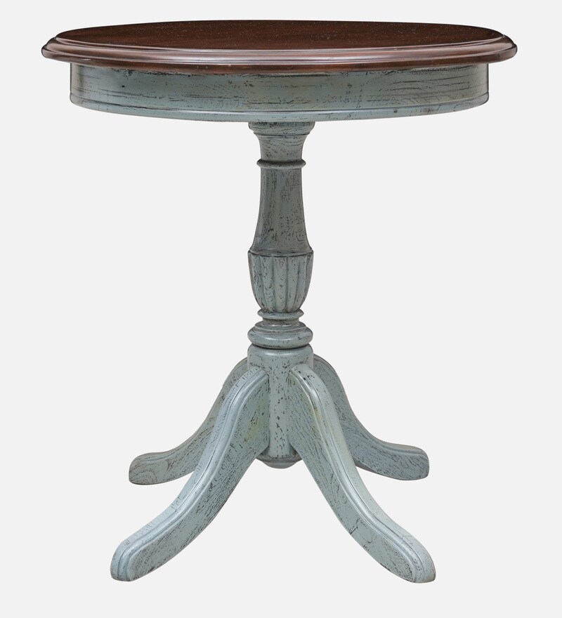 Buy Artasia Solid Wood End Table in Distress Blue & Oak Finish by Hansa ...
