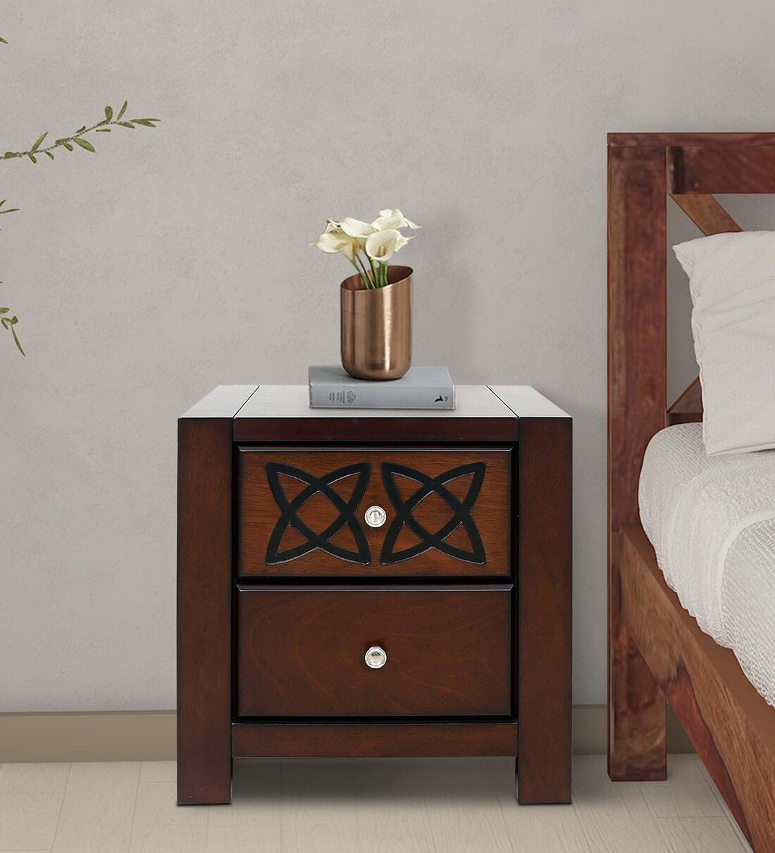 Buy Astra Solid Wood Bedside Table in Wenge Finish with Drawers at 80% ...