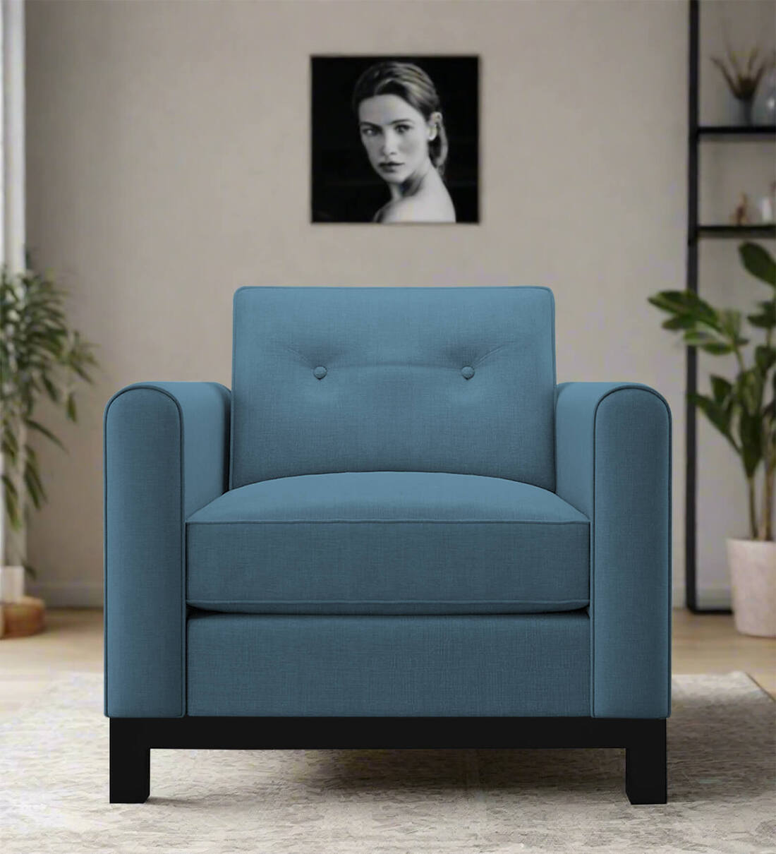 Buy Asuka Fabric 1 Seater Sofa In Light Blue Colour at 52% OFF by ...