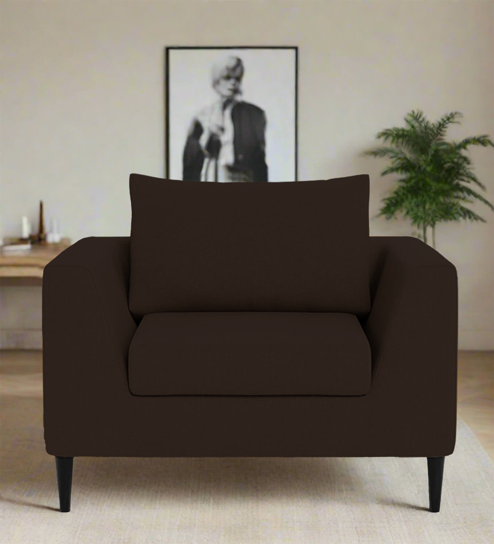 Buy Asher Fabric 1 Seater Sofa In Chocolate Brown Colour at 52% OFF by ...