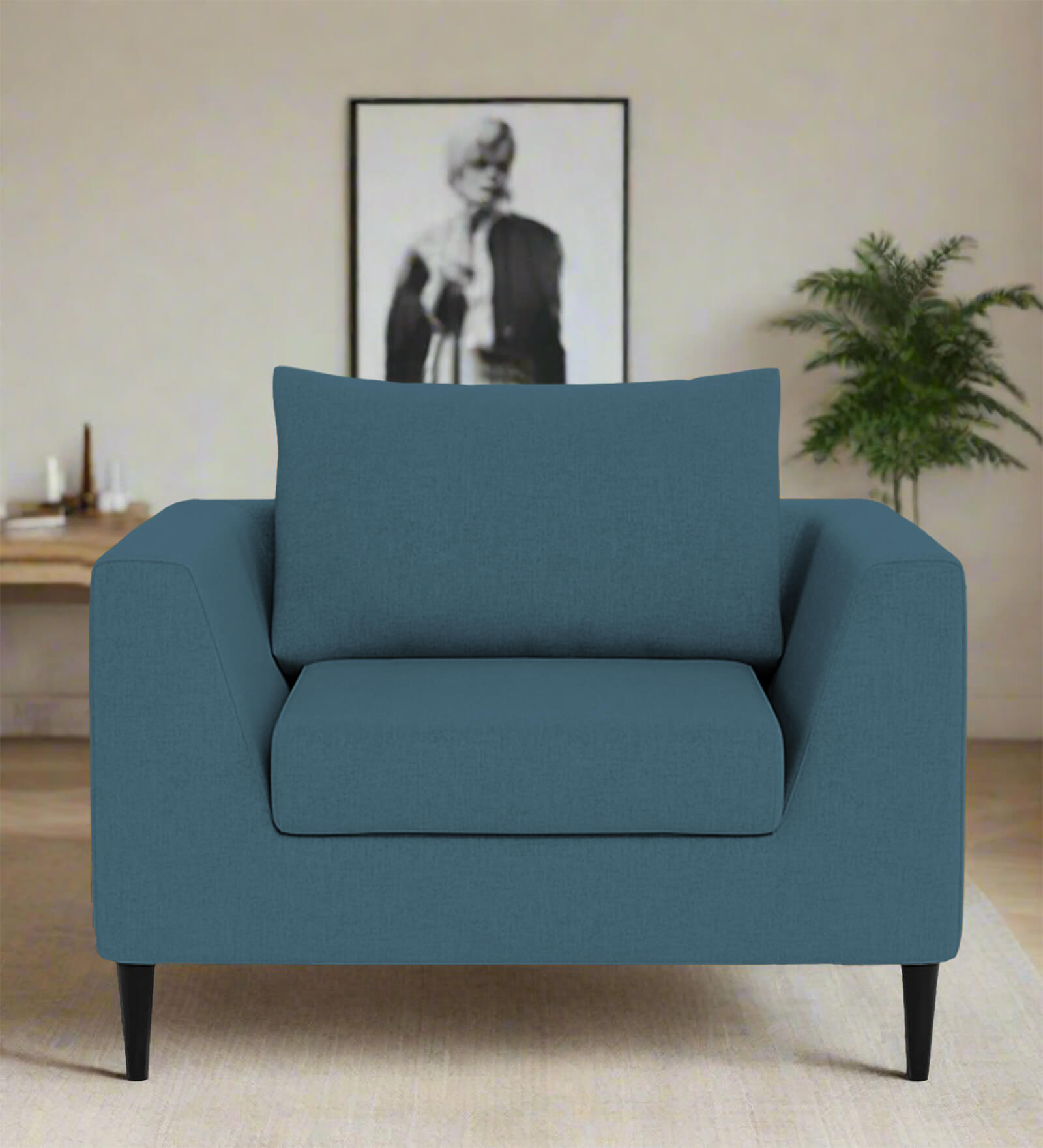Buy Asher Fabric 1 Seater Sofa In Light Blue Colour at 52% OFF by ...