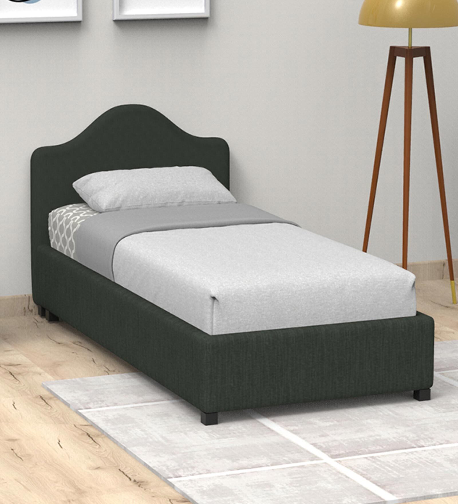 Buy Ashley Fabric Single Size Bed in Charcoal & Grey Colour at 56% OFF ...