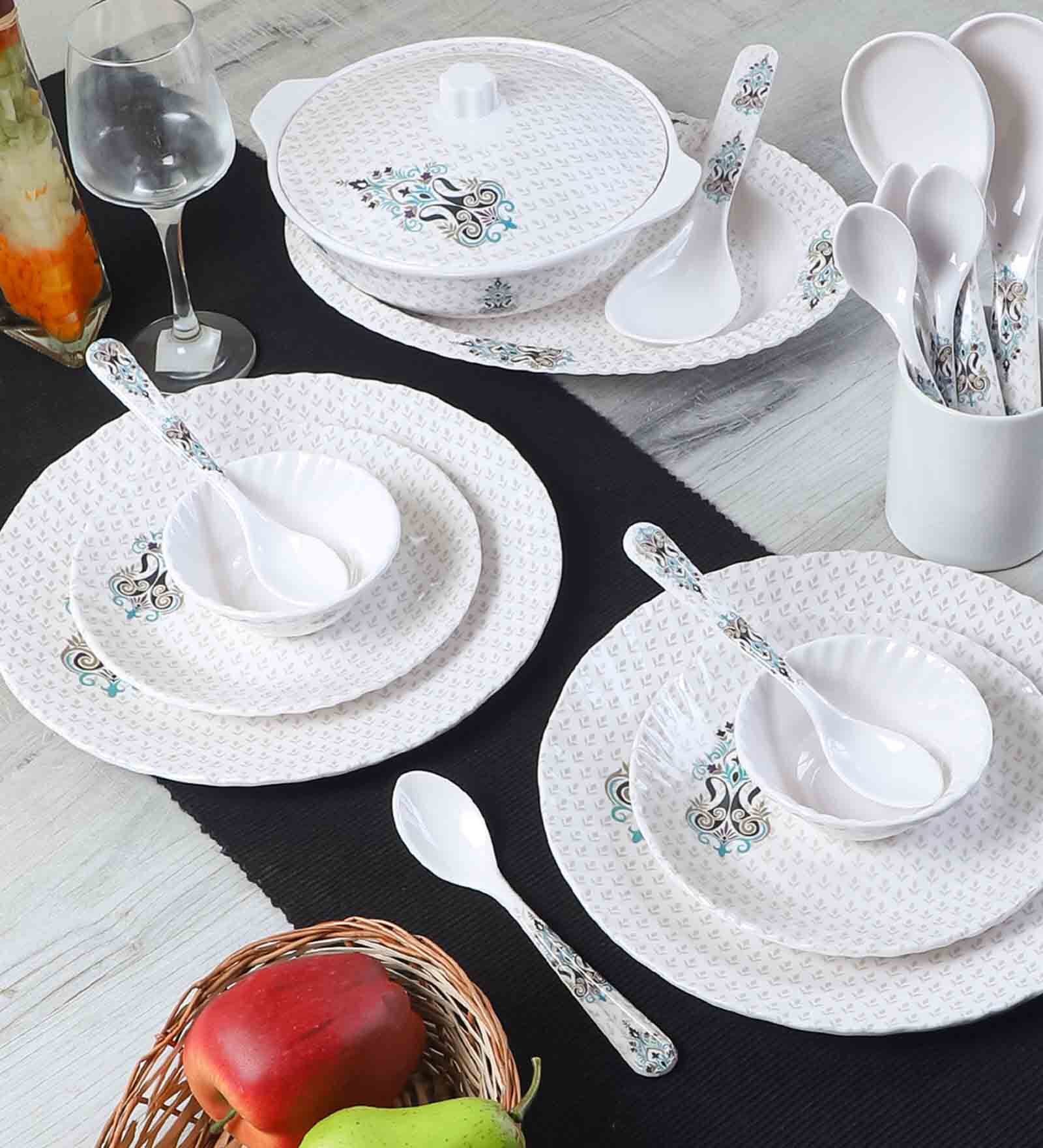 Buy Ethic Motif 40 Pcs White & Grey Melamine Dinnerware Set at 40% OFF ...