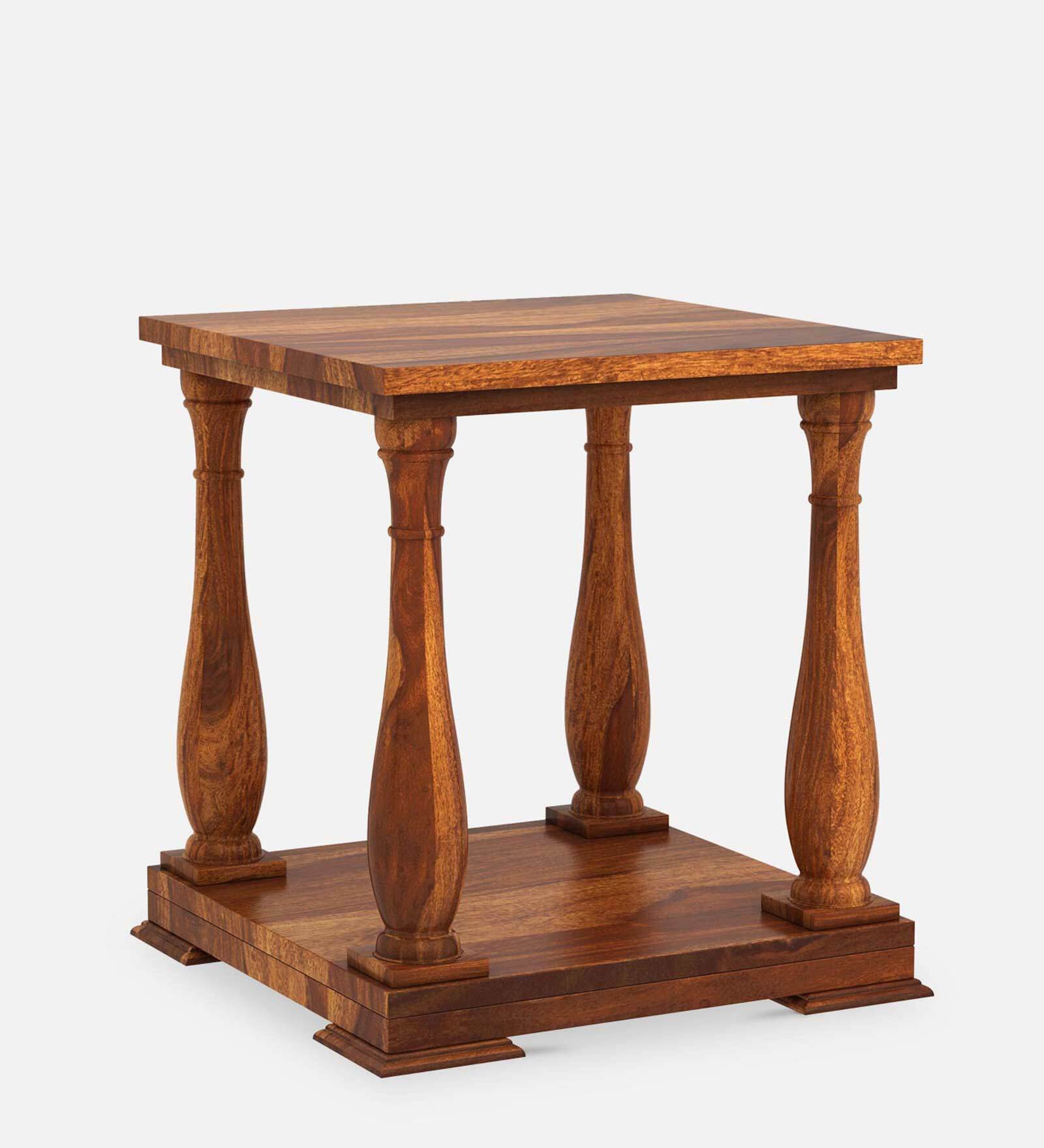 Buy Aster Side Table in Teak Finish at 100% OFF by Woodhub | Pepperfry