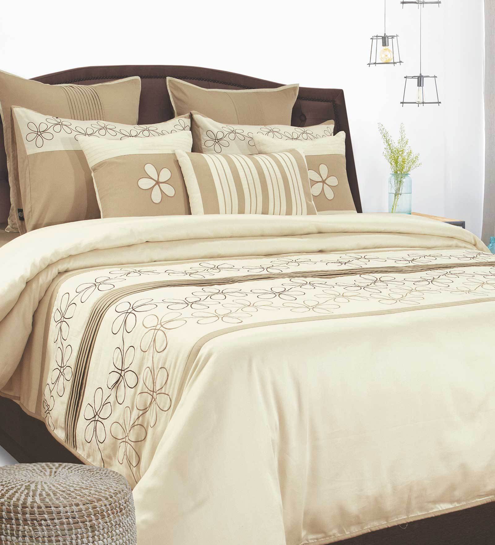 Buy Astria Floral Pattern 100% Cotton 9 Pieces Double Size Bedding Set ...