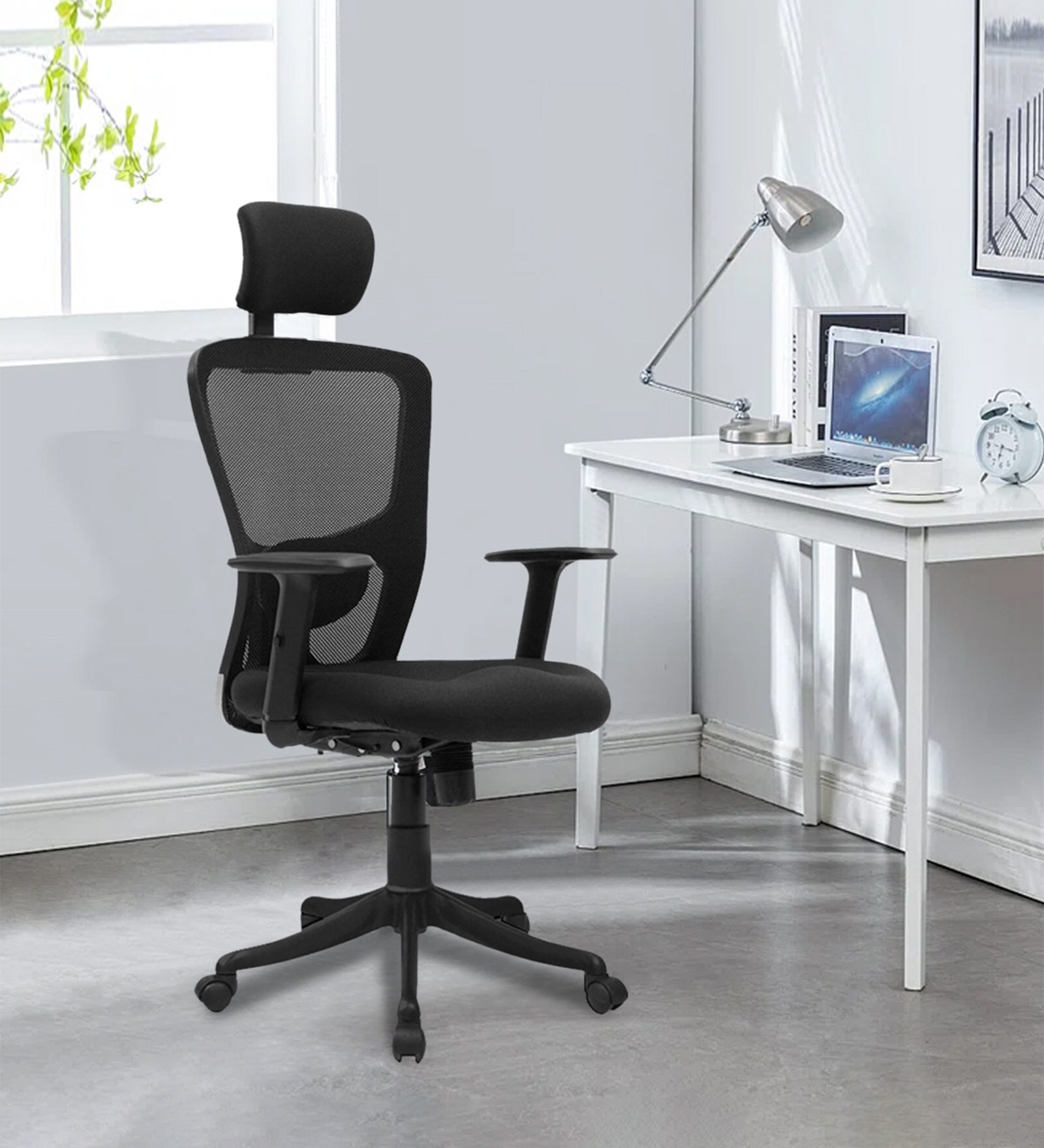 Buy Astro Breathable Mesh Ergonomic Chair in Black Colour with Headrest ...