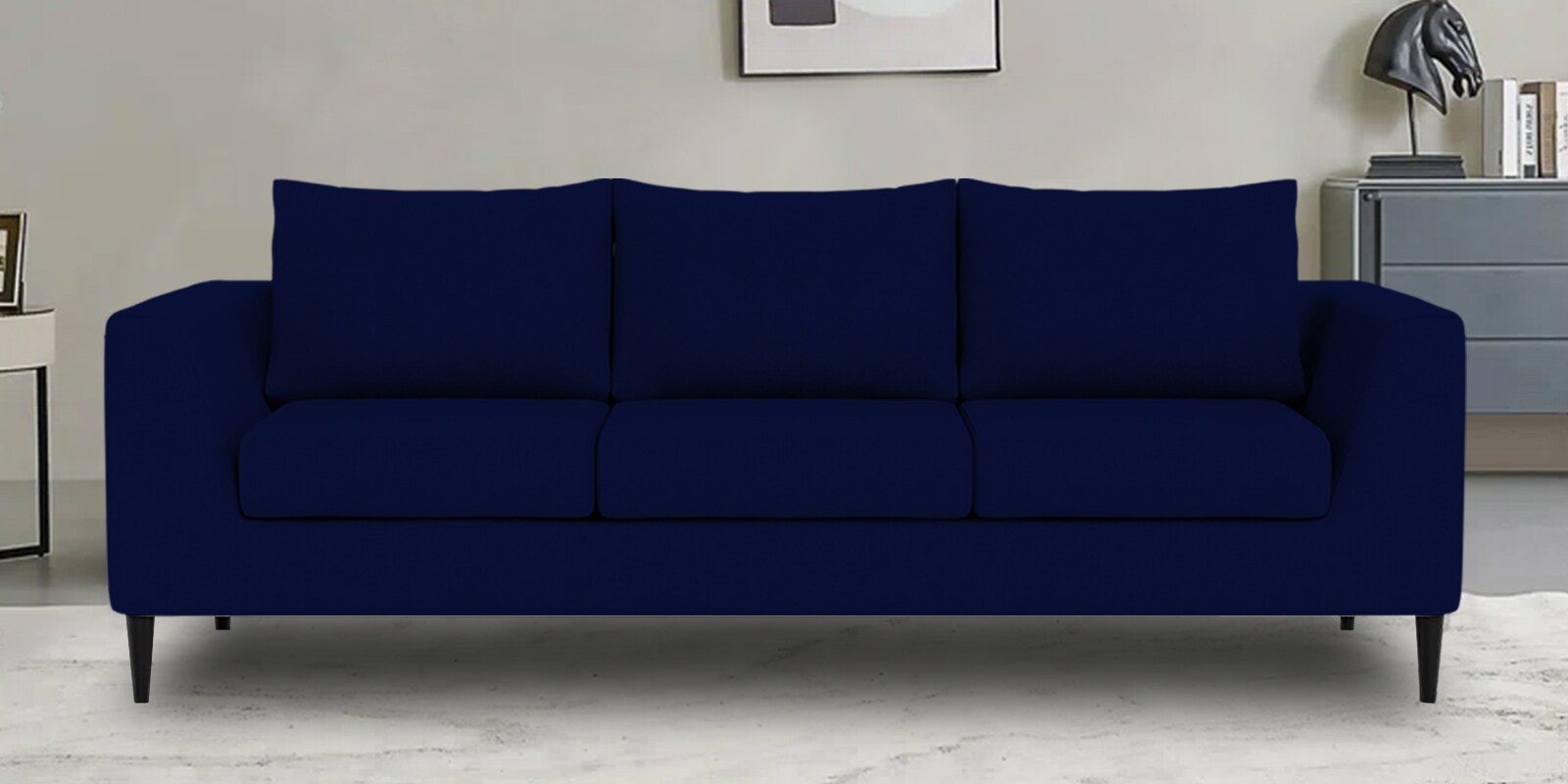 Buy Asher Fabric 3 Seater Sofa In indigo Colour at 52% OFF by Citraa ...