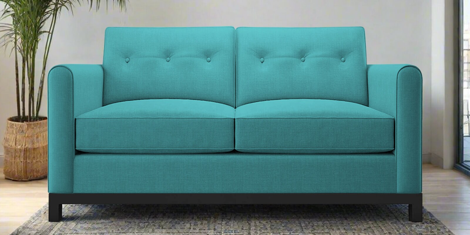 Buy Asuka Fabric 2 Seater Sofa In Aqua Blue Colour at 52% OFF by Citraa ...