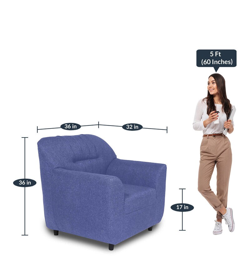 Buy Ashen Fabric 1 Seater Sofa in Light Blue Colour by Fine Group ...