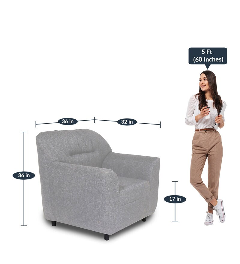 Buy Ashen Fabric 1 Seater Sofa in Light Grey Colour by Fine Group ...