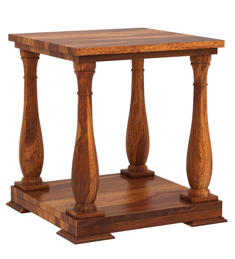 Buy Aster Side Table in Teak Finish by Woodhub Online - Traditional End ...
