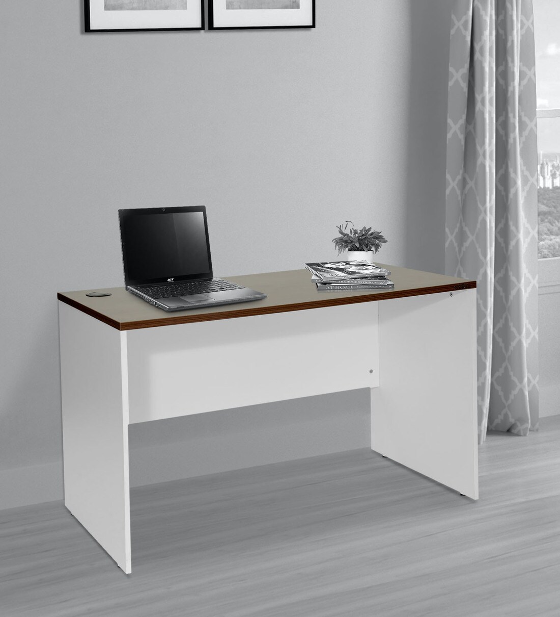 Buy Athens Study Table in Dark Acacia & Frosty White Colour at 25% OFF ...
