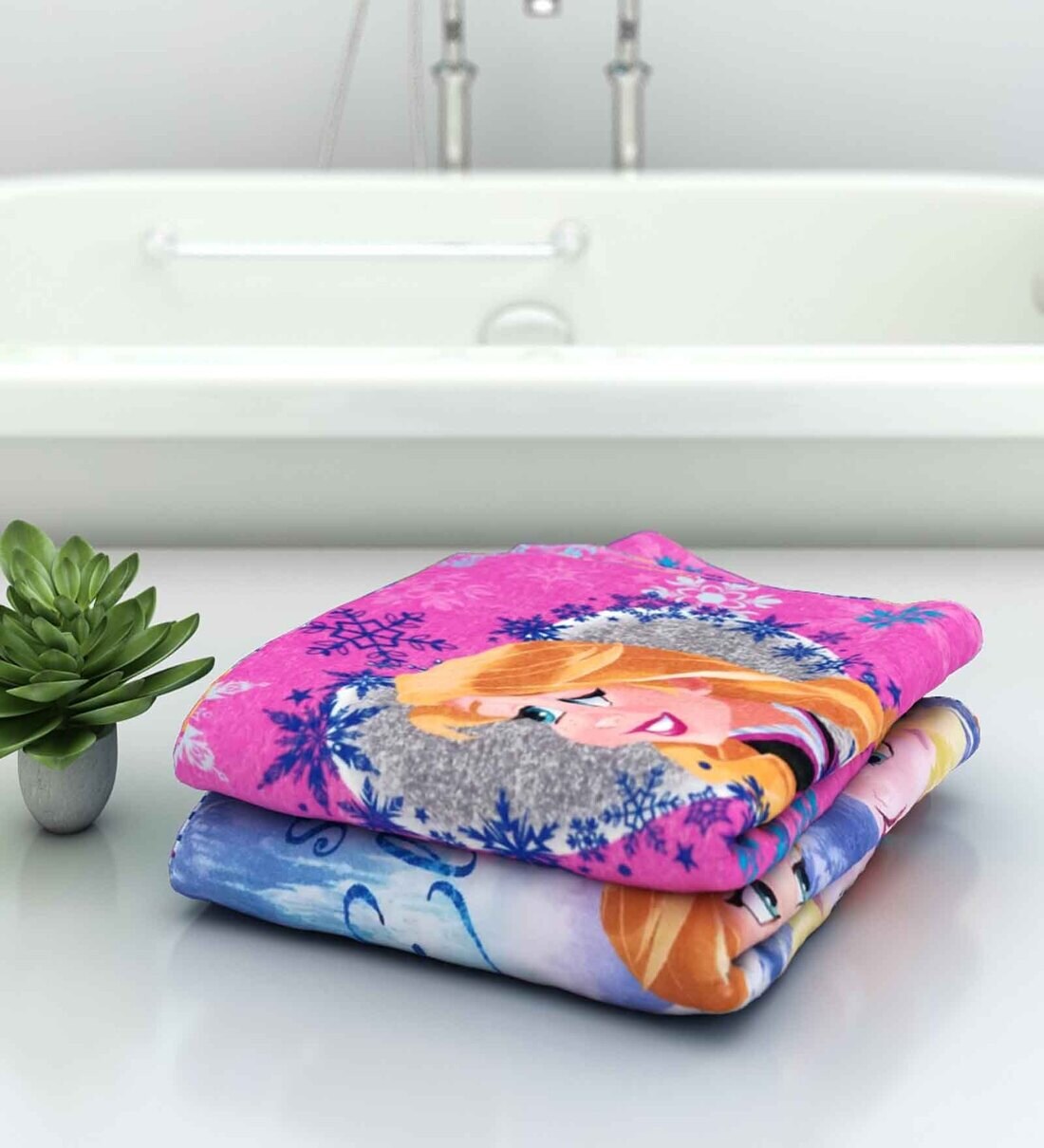 Buy Disney Frozen Elegant Ice & Forever Sisters Elsa Kids 350 GSM Bath ...