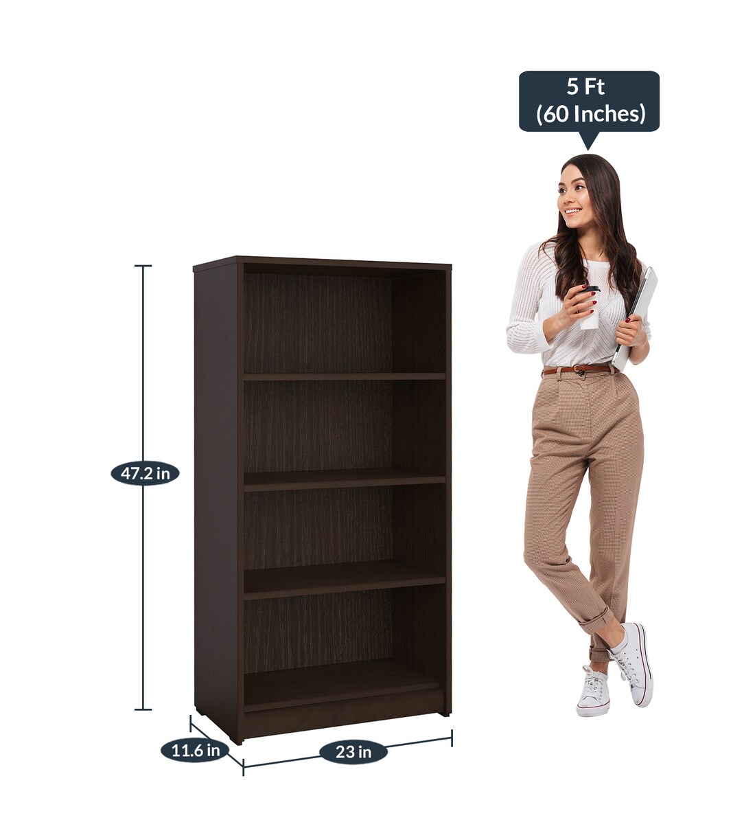 Buy Atlas Book Shelf in African oak Finish Online - Modern Book Shelves ...