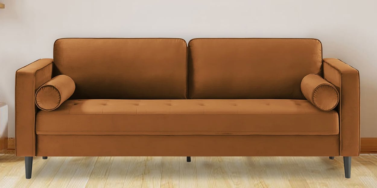 Buy Atama Fabric 3 Seater Sofa In Brown Colour at 30% OFF by Perfect ...