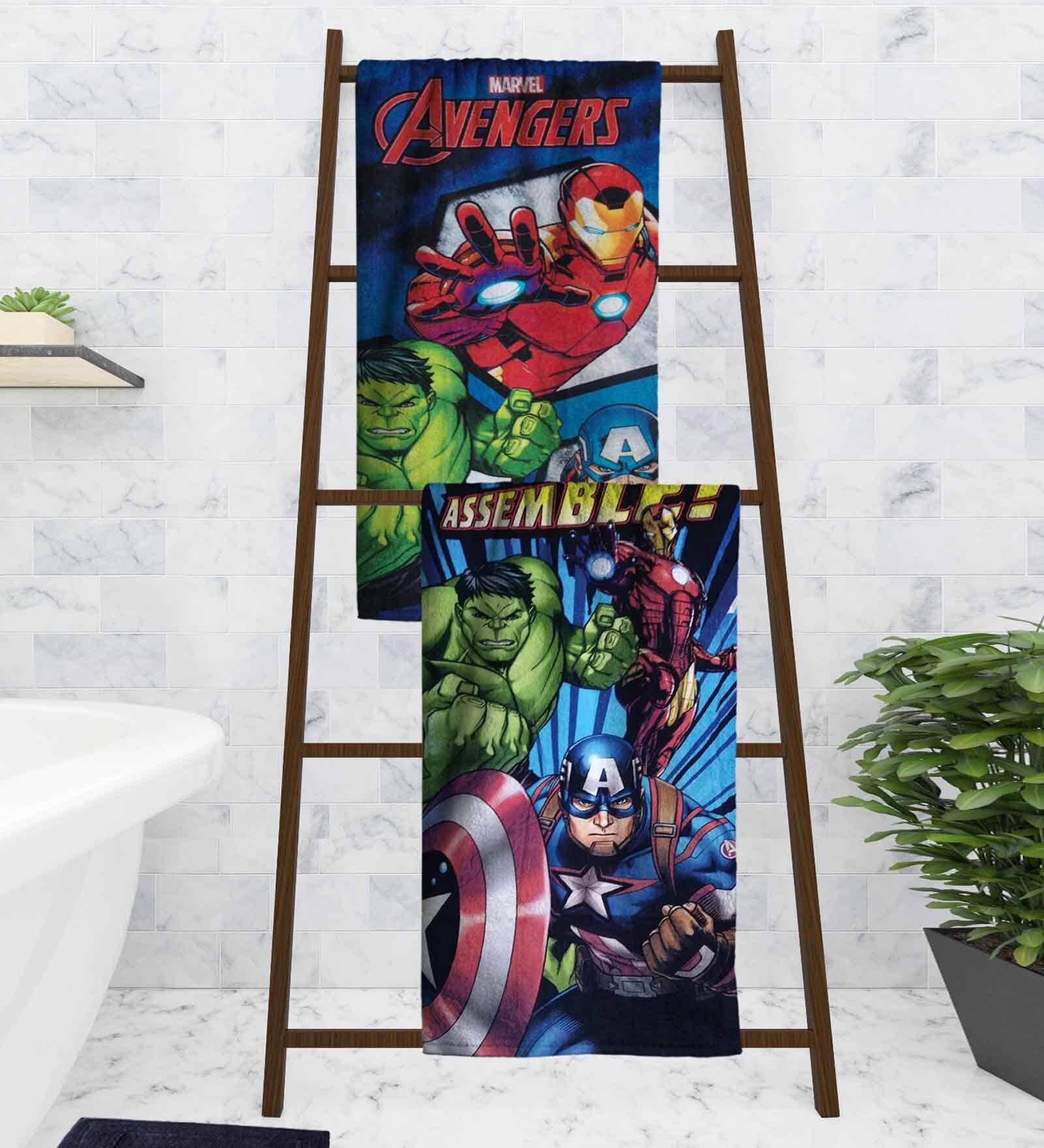Buy Marvel Avengers & Hulk Multicolor 350 GSM Cotton Kids Towels (Set ...