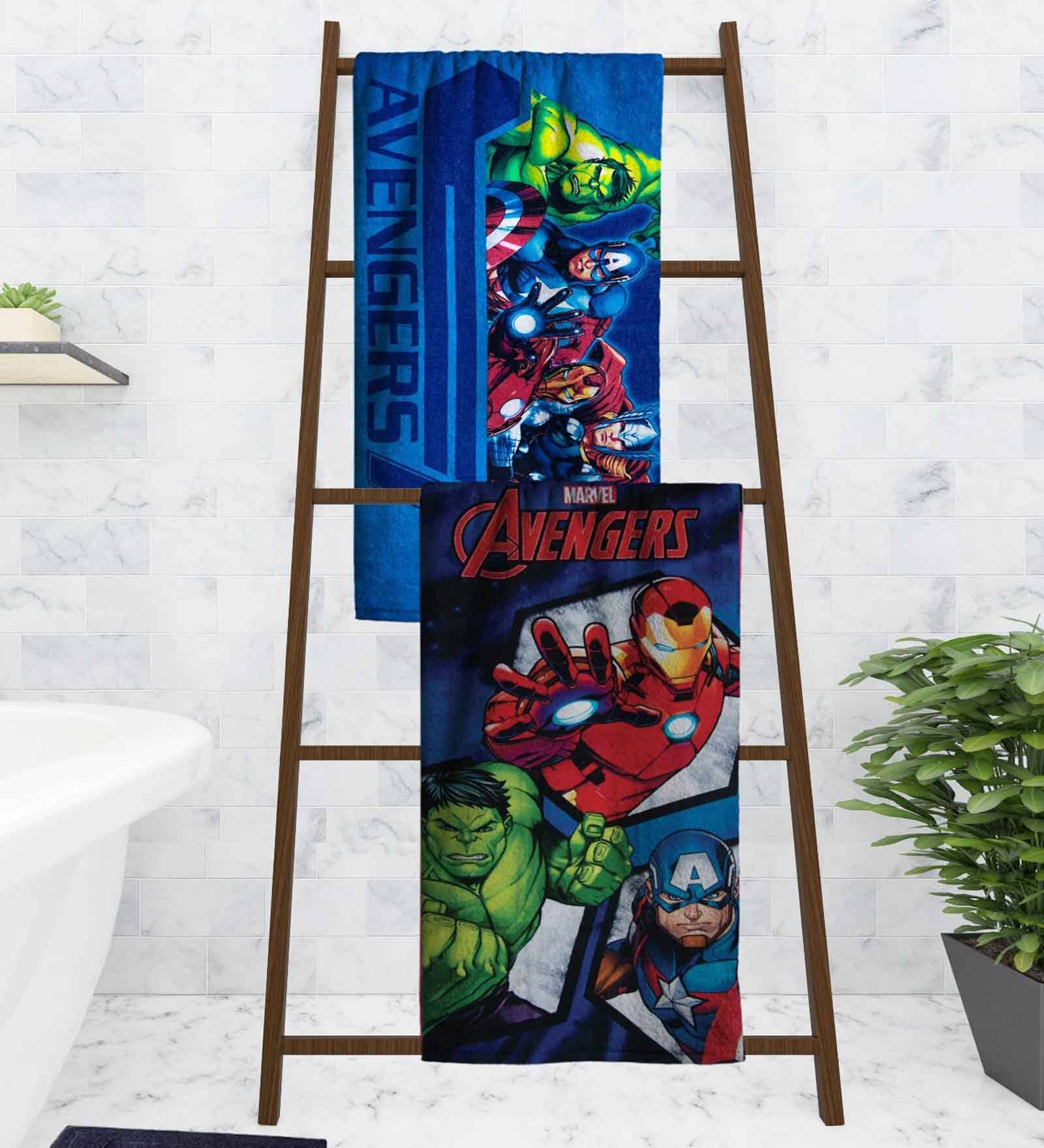 Buy Marvel Avengers Multicolor 350 GSM Cotton Kids Towels (Set Of 2) at ...