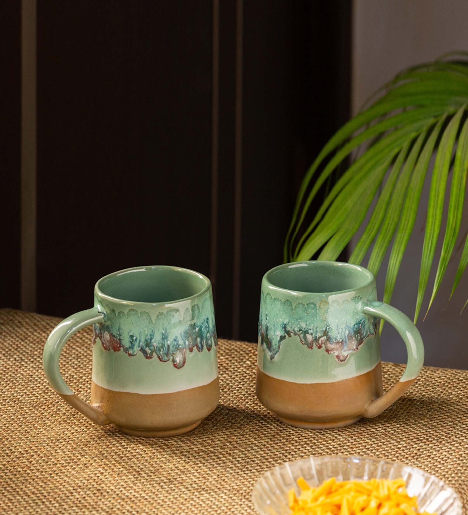 Buy Atlantic Shores 300ml Blue & Brown Ceramic (Set of 2) Coffee Mug at ...