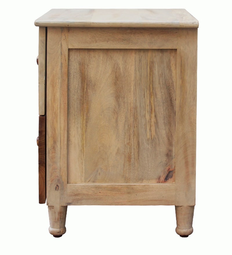 Buy Athens Solid Wood Bedside Table in Teak Finish with Drawers by ...
