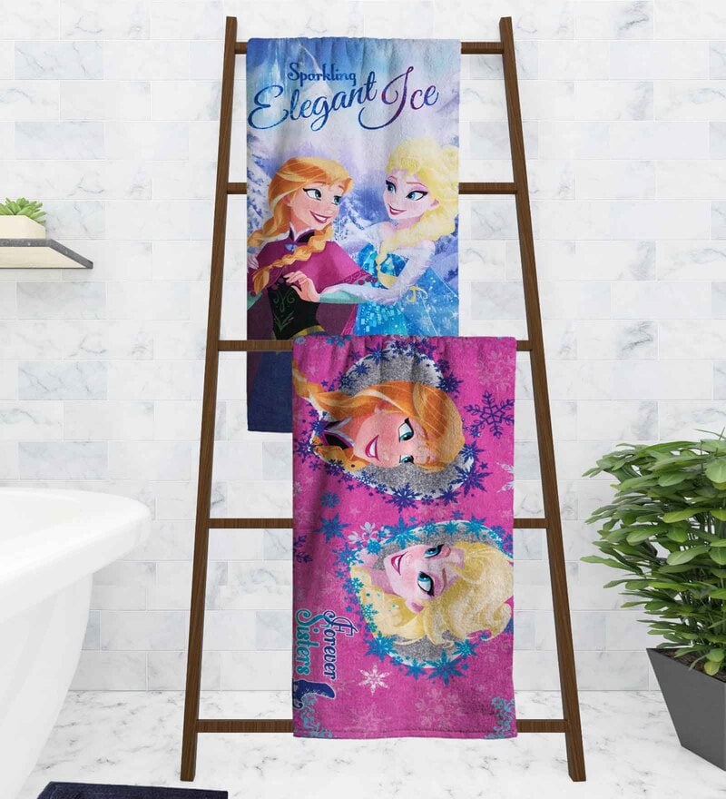Buy Disney Frozen Elegant Ice & Forever Sisters Elsa Kids 350 GSM Bath ...