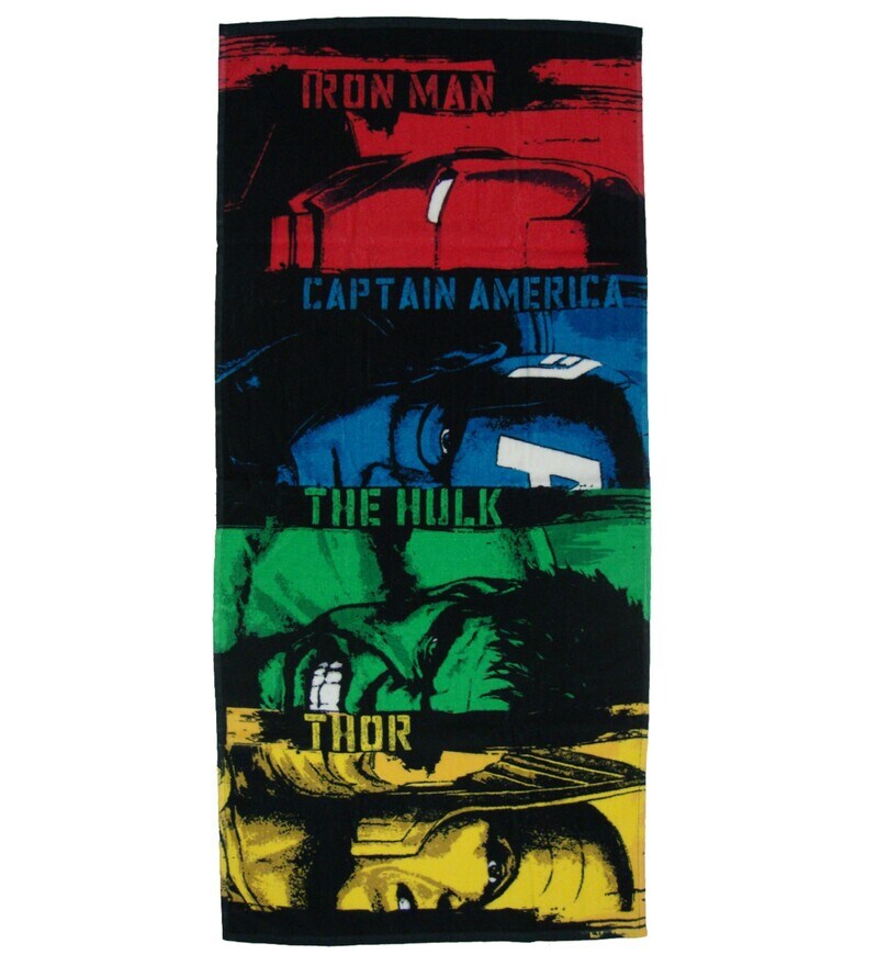 Buy Marvel Avengers Kids 350 GSM Bath Towel (Set of 2) by Athom Living ...