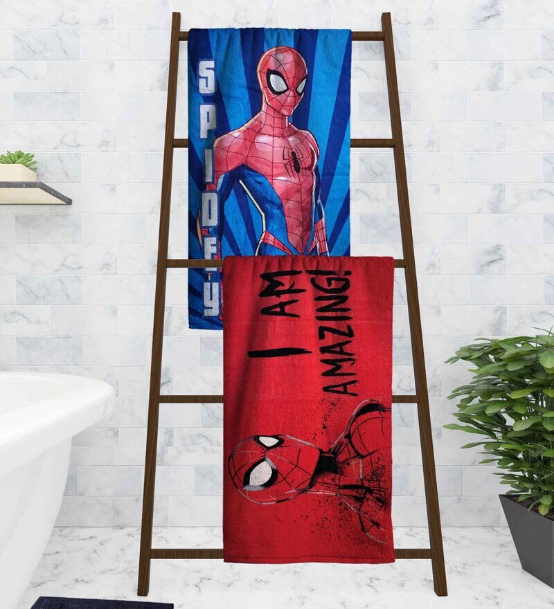 Buy Marvel I Am Amazing Spiderman Kids 350 GSM Bath Towel (Set of 2) by ...