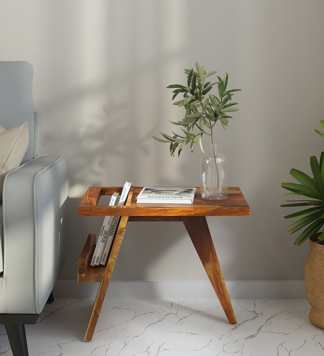 Buy Aura Sheesham Wood End Table In Rustic Teak Finish Online - Contemporary End Tables - End ...