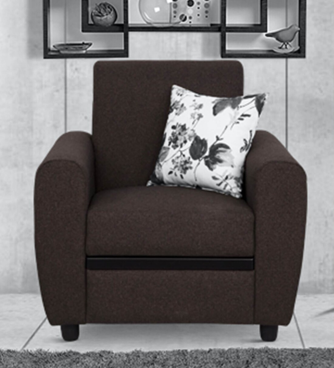 Buy Austin Fabric 1 Seater Sofa in Brown Colour Online - Contemporary 1 ...