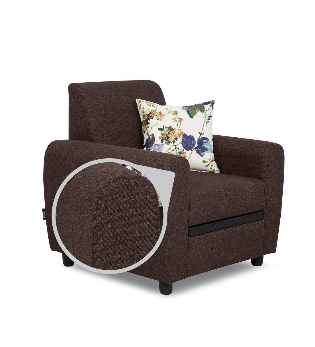 Buy Austin Fabric 1 Seater Sofa in Brown Colour Online - Contemporary 1 ...