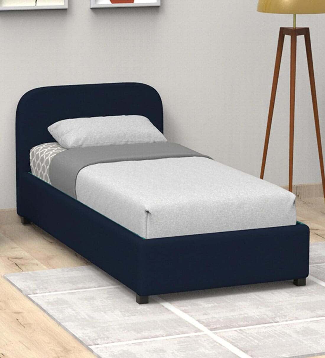 Buy Austin Velvet Single Size Bed in Royal Blue Colour at 56% OFF by ...