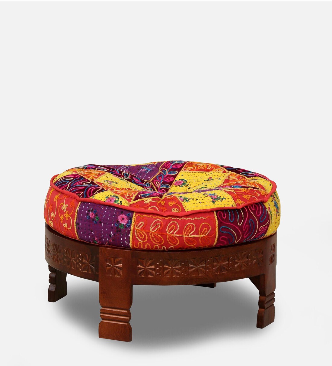 Buy Auti Solid Wood Foot Stool In Honey Oak Finish By Mudramark Online ...