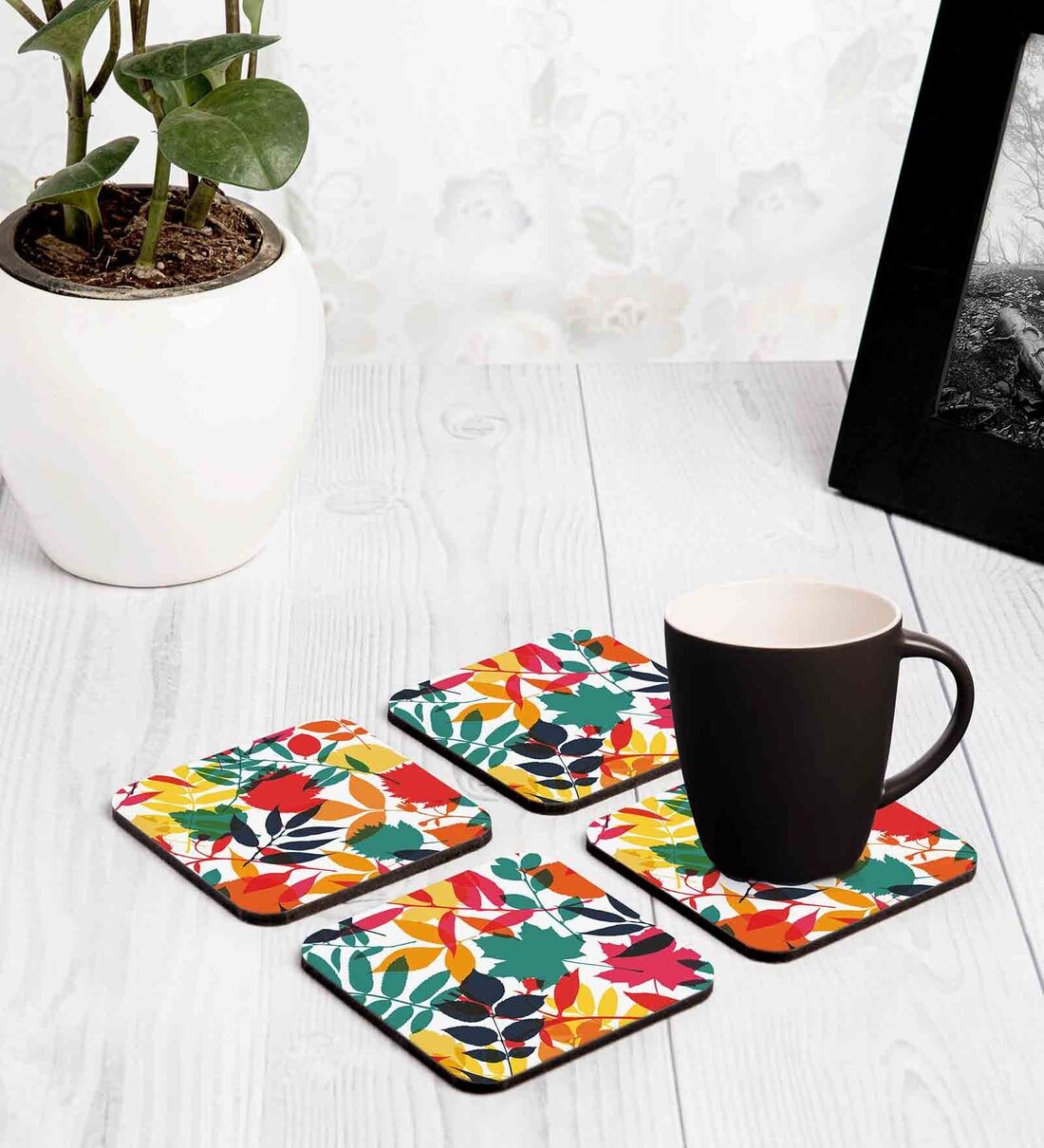 Buy Autumn Leaves (Set of 4) Engineered Wood Coaster by Brahma Design ...