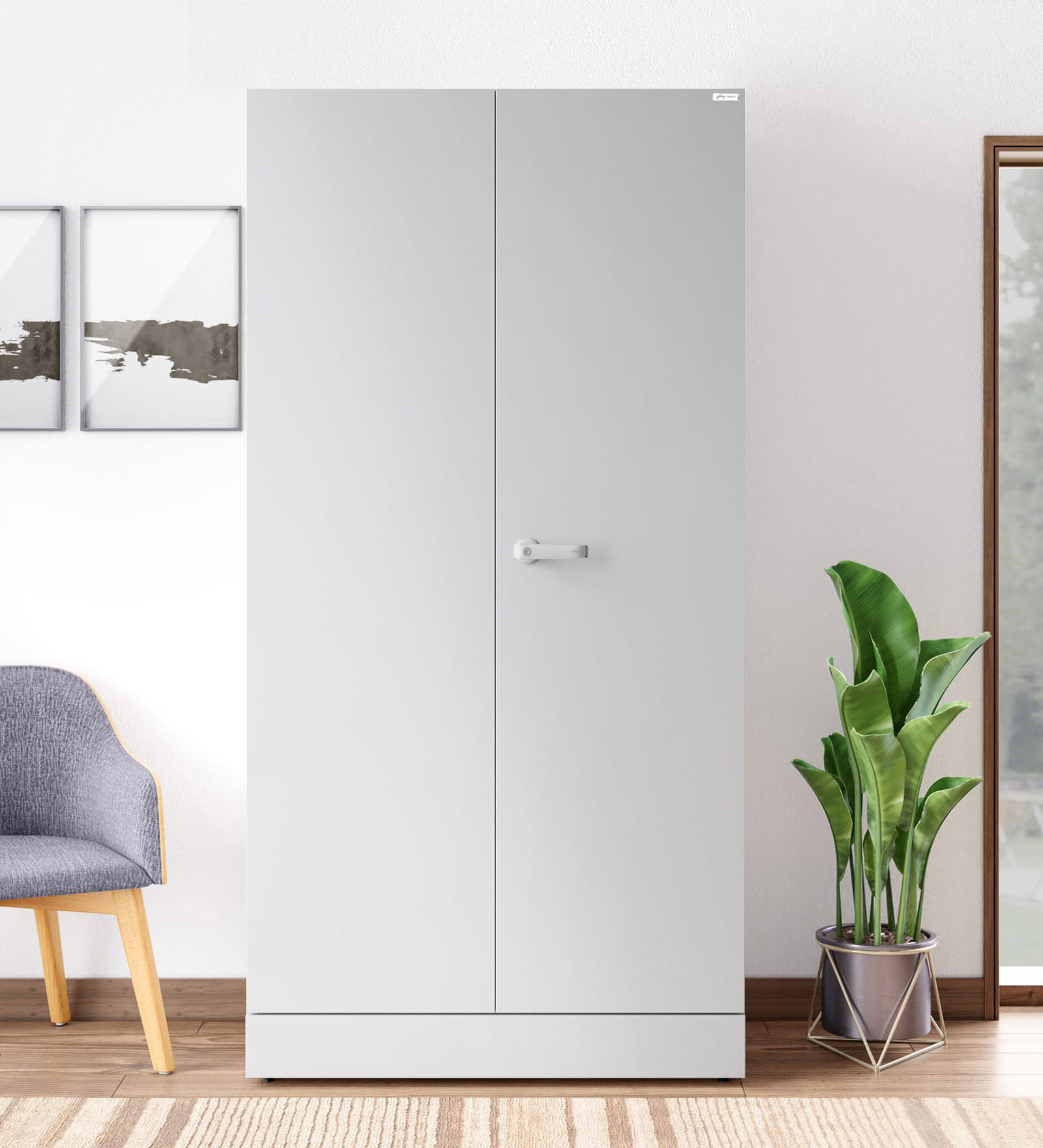 Buy Auraline Steel Women Basic 2 Door Almirah in Textured Bond White ...