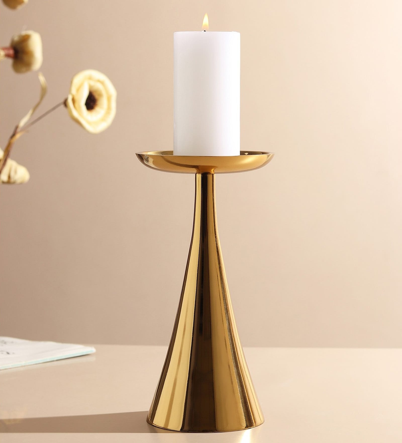 Buy Aureus Petite Gold Pillar Candle Stand at 15% OFF by De Maison ...