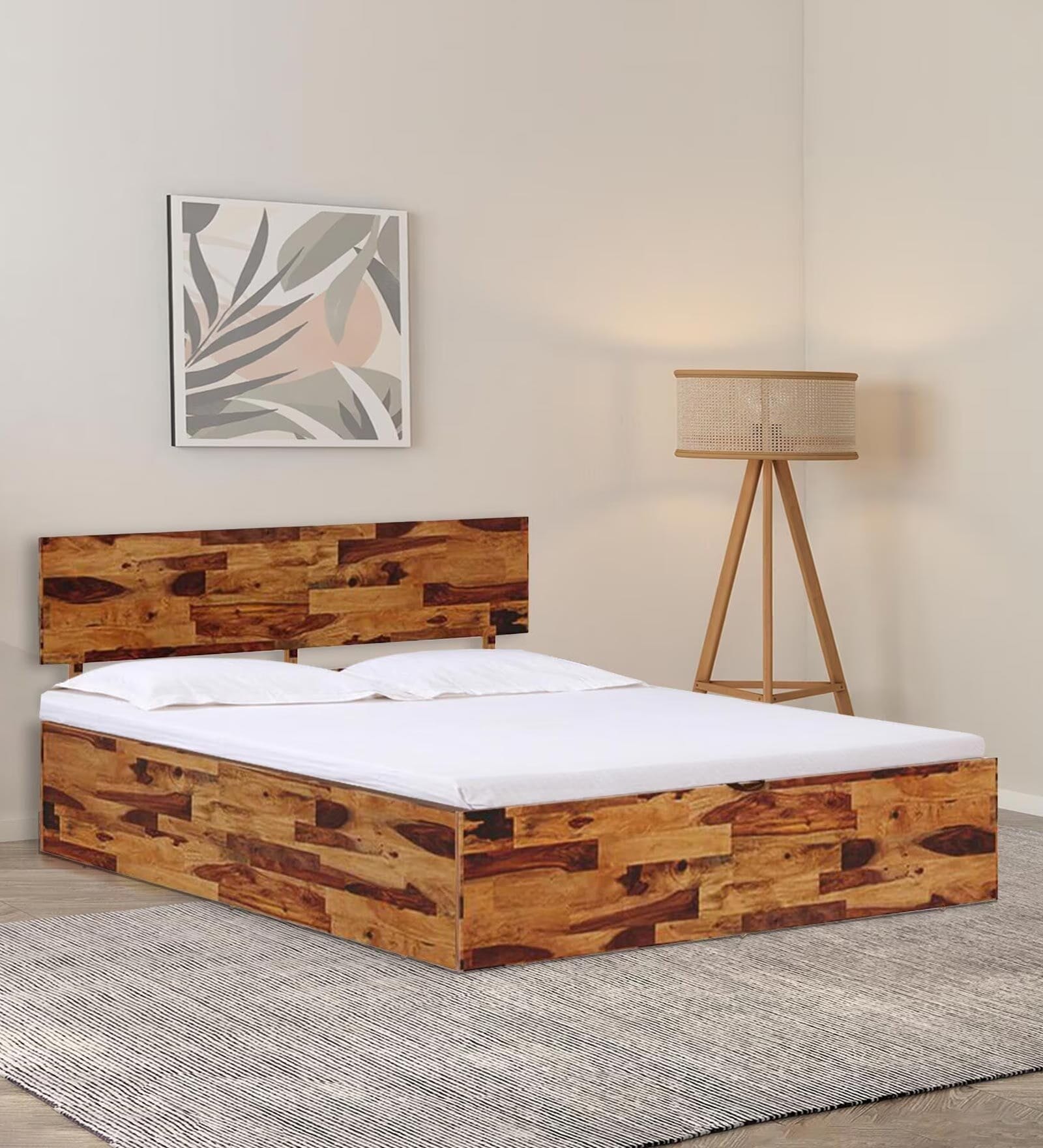 Buy Auriga Sheesham Wood King Size Bed In Natural Teak Colour With ...