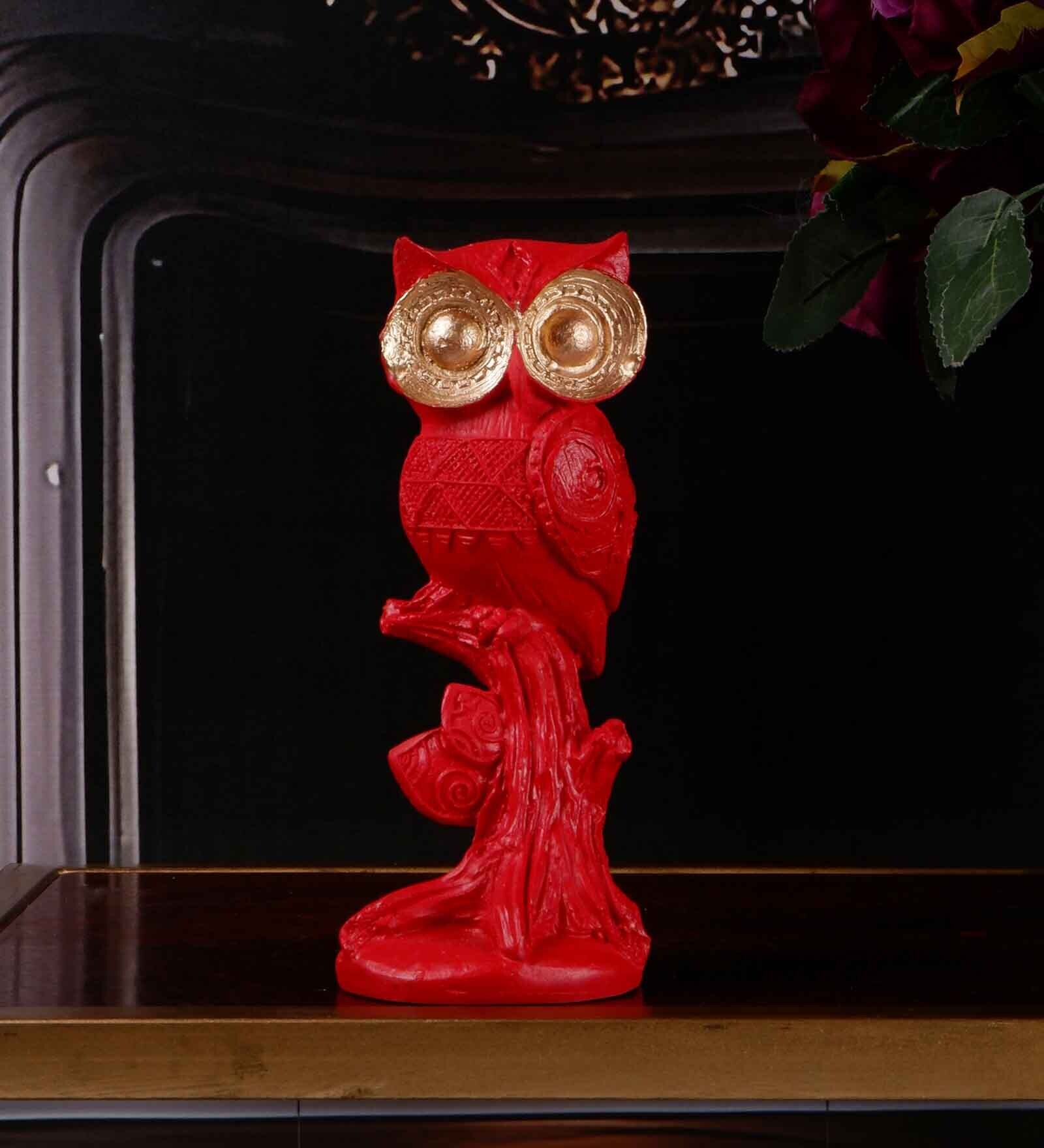 Buy Auspicious Owl Red Polyresin Figurine at 52% OFF by The White Ink ...