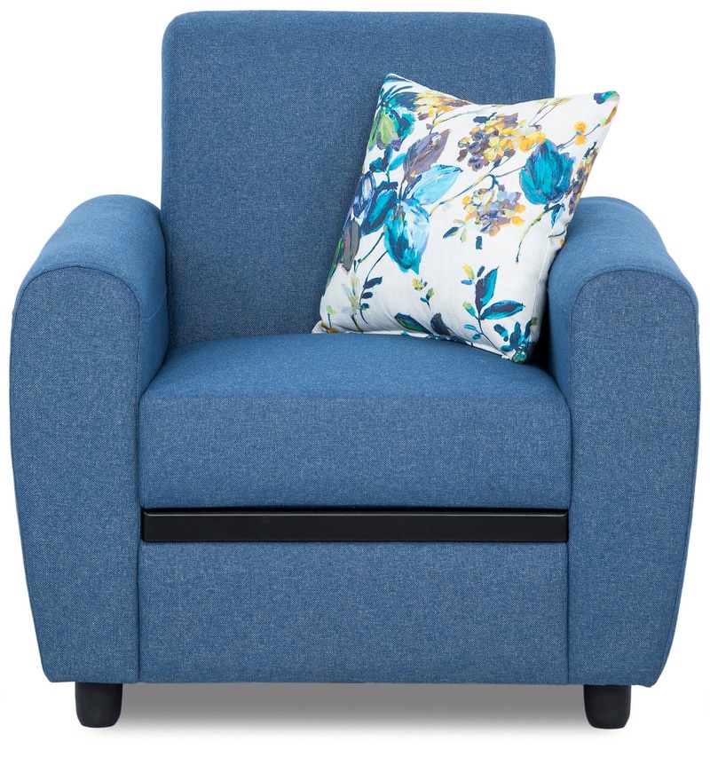Buy Austin Fabric 1 Seater Sofa in Blue Colour Online - Contemporary 1 ...
