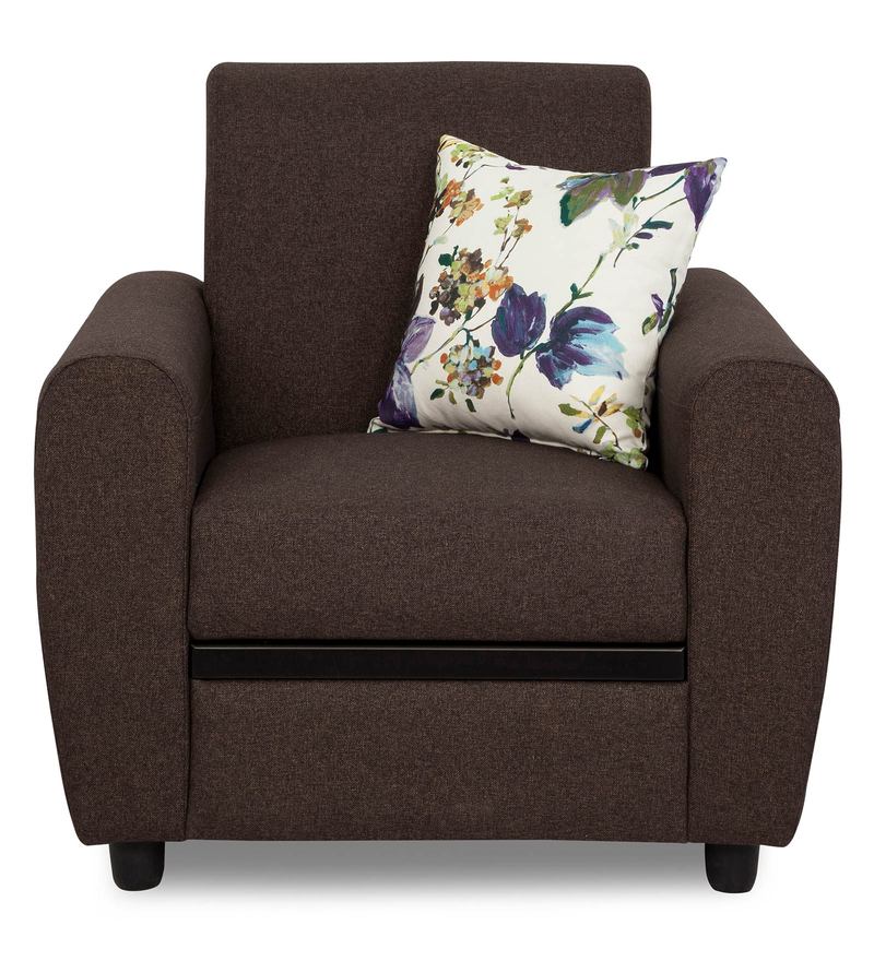 Buy Austin Fabric 1 Seater Sofa in Brown Colour Online - Contemporary 1 ...