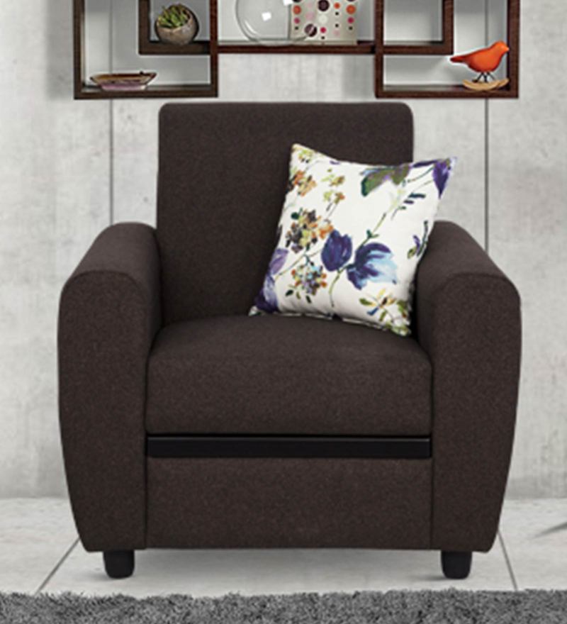 Buy Austin Fabric 1 Seater Sofa in Brown Colour Online - Contemporary 1 ...