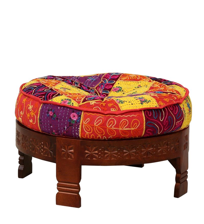 Buy Auti Solid Wood Foot Stool In Honey Oak Finish By Mudramark Online ...