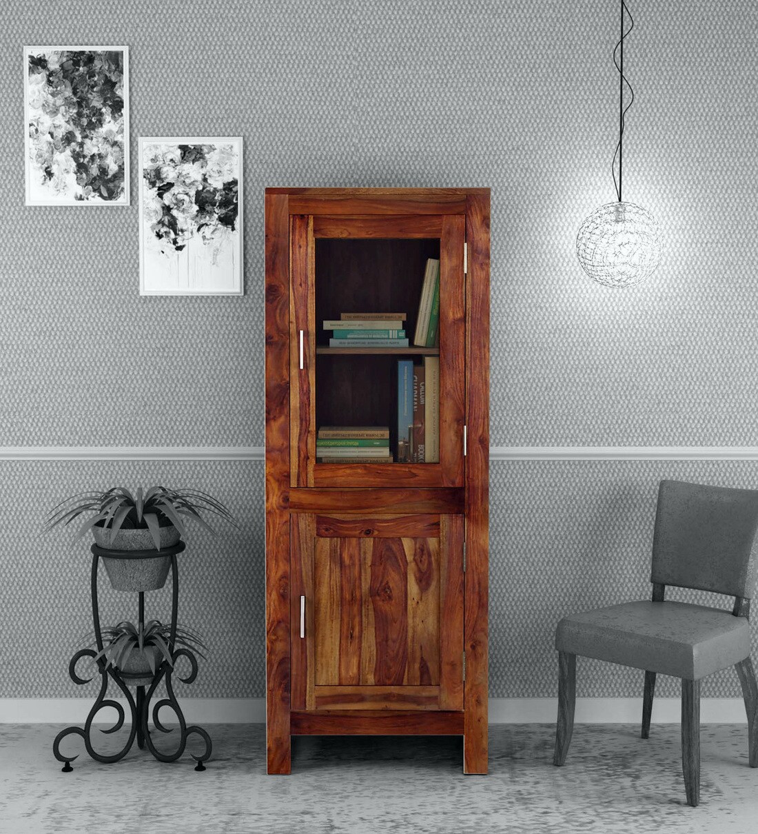Buy Avian Sheesham Wood Book Case in Provincial Teak Finish by ...