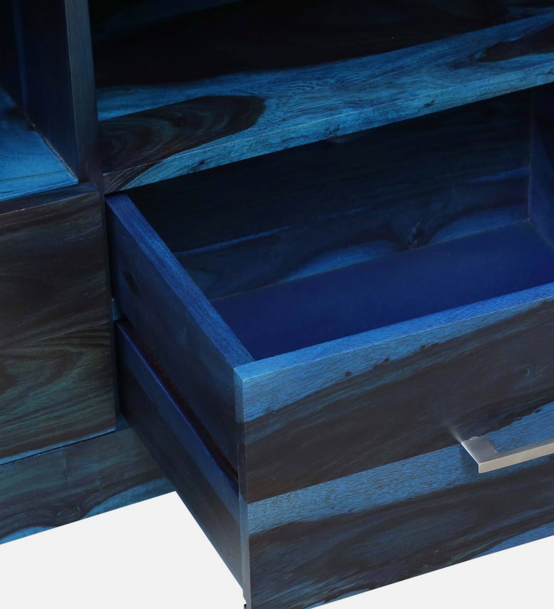 Buy Avian Sheesham Wood TV Console with Drawers In Ocean Blue Finish ...