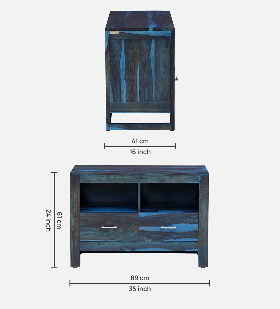 Buy Avian Sheesham Wood TV Console with Drawers In Ocean Blue Finish ...