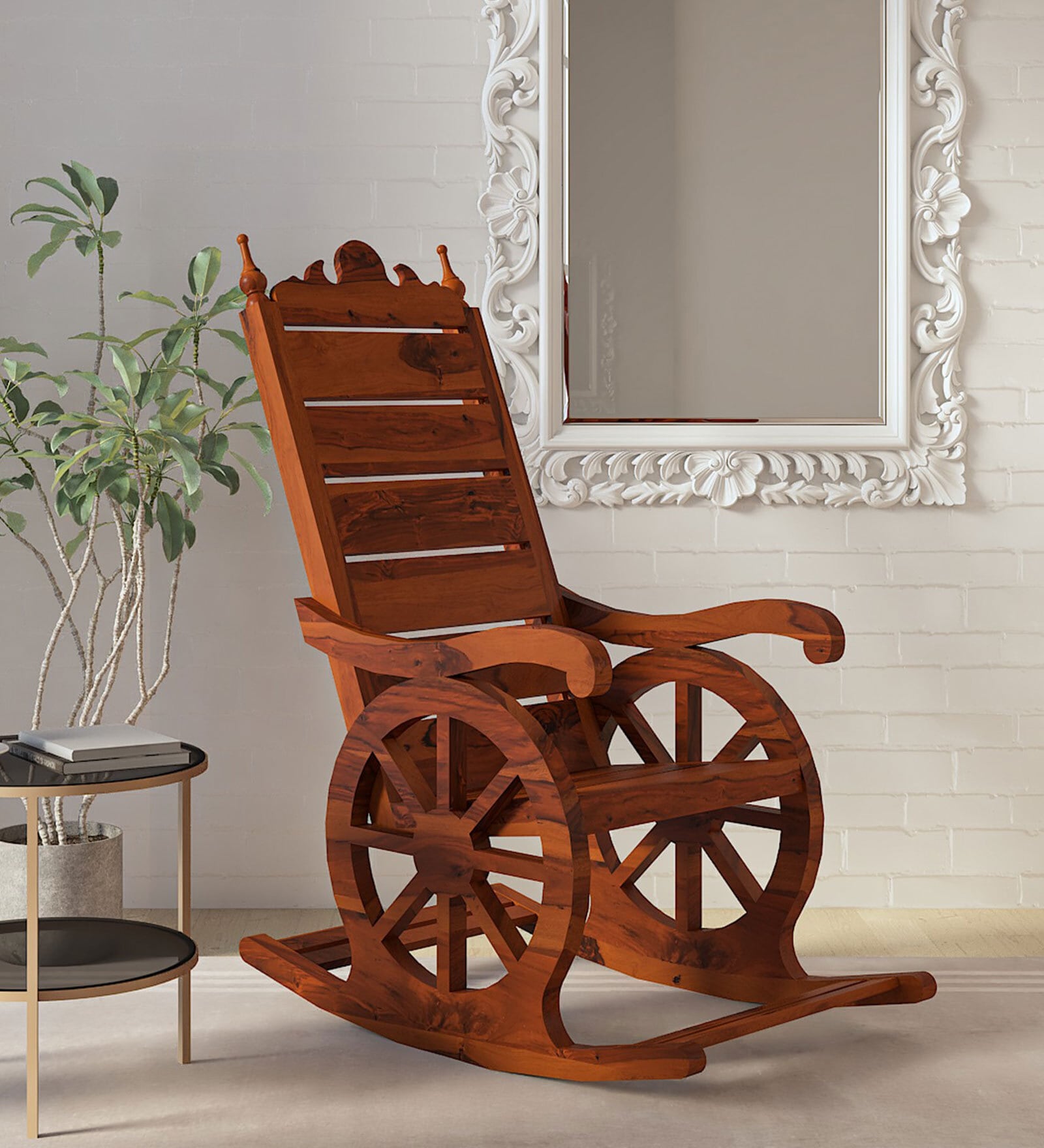 Buy Avalon Solid Wood Rocking Chair In Reddish Rosewood Finish at 42% ...