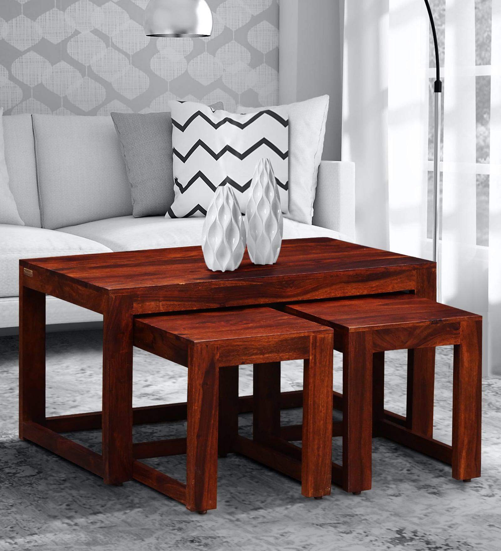 Buy Avian Solid Wood Nesting Coffee Table Set In Honey Oak Finish By ...